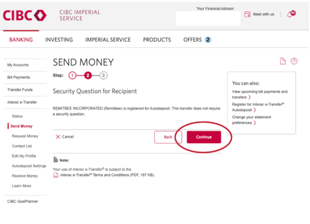 How to add e transfer to CIBC | Remitbee Help Center