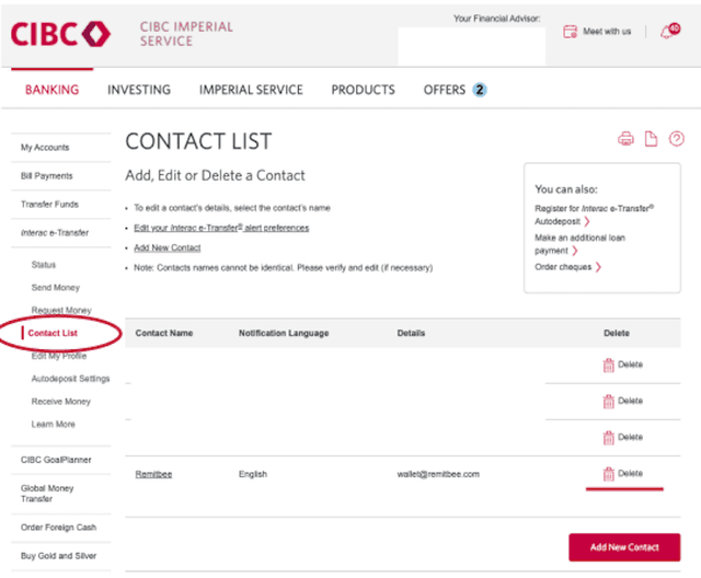 How to add e transfer to CIBC | Remitbee Help Center